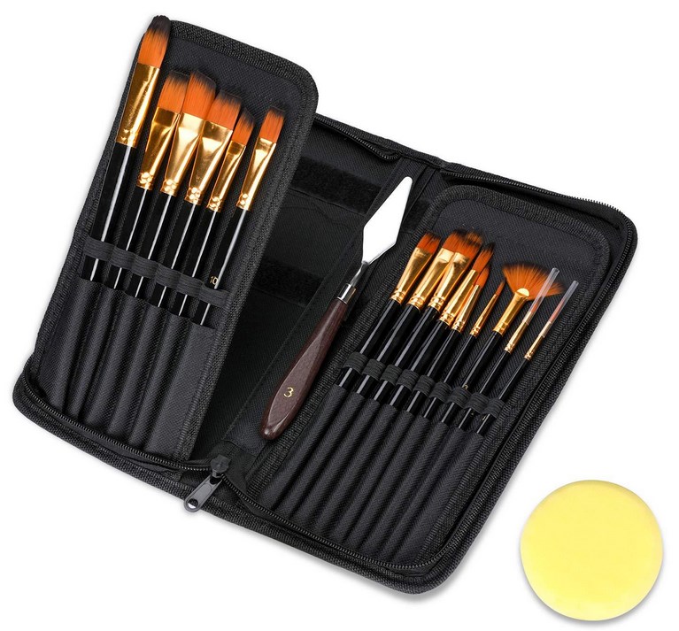 DRAWING BRUSH SET 15+2 PCS BLACK: