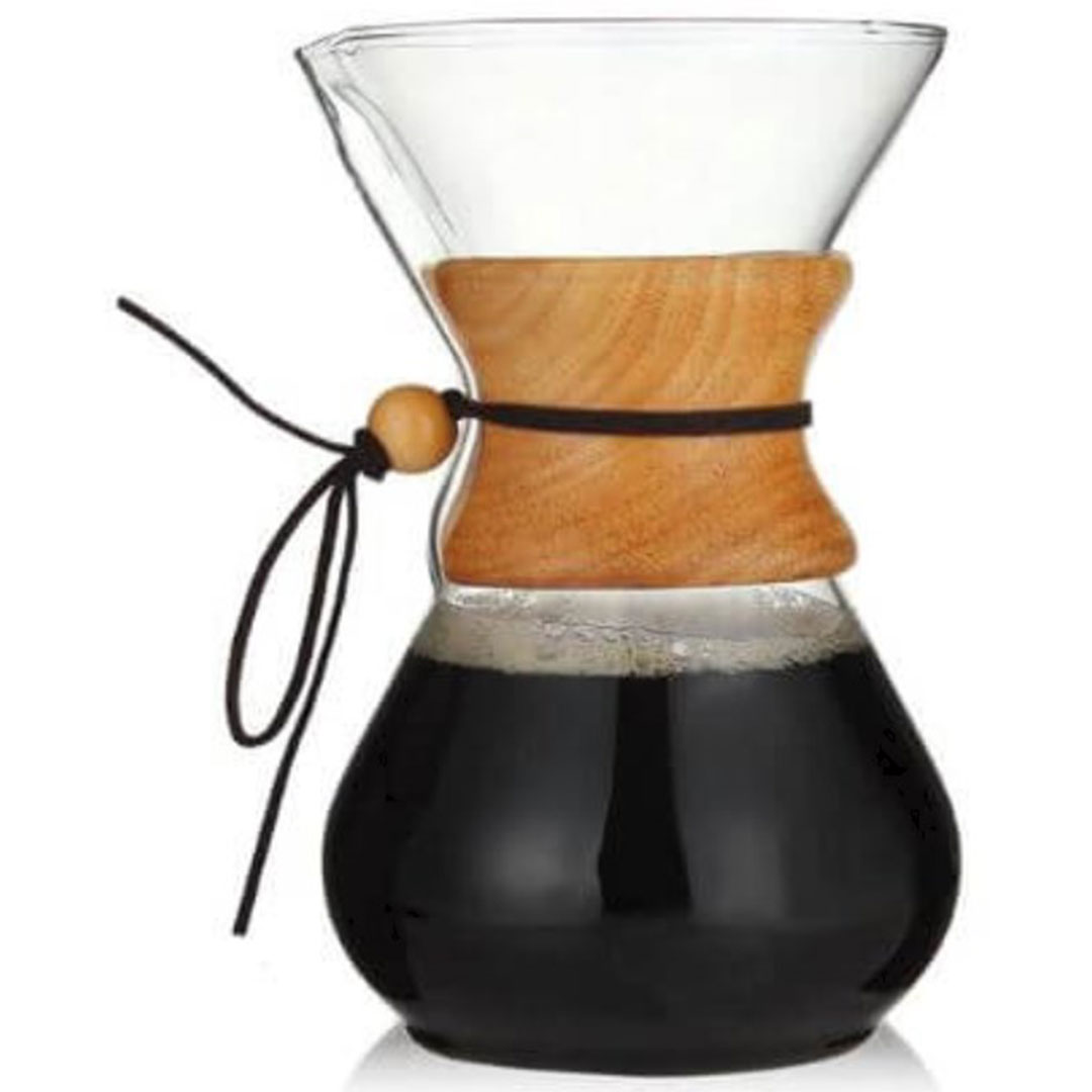 COFFEE GLASS DRIP POT W/WOOD NICK 800ML: