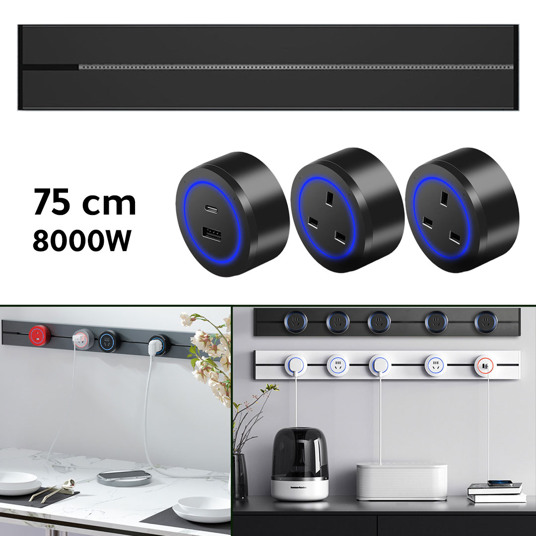 Wall Mounted Power Plug Line 0.75M 8000w+2 Power plug line + USB and ...