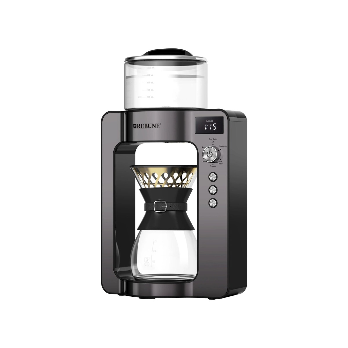 Rebune Drip Coffee Maker 1500W 1L - Digital LCD Display RE-6-027